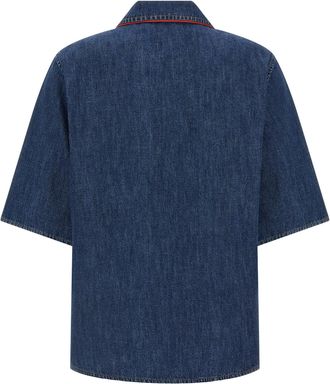 Valentino Garavani V-Neck Denim Shirt - Blue