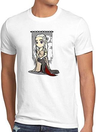 style3 Mère des Dragons T-Shirt Homme Chibi Daenerys Targaryen, Taille:XL, Couleur:Blanc