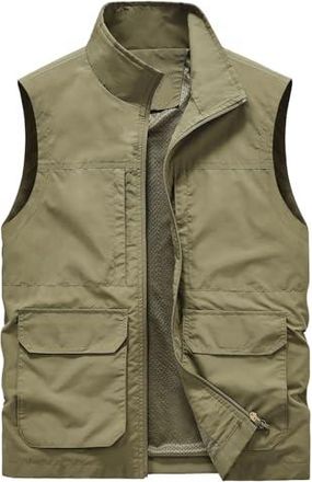 Generic Gilet Softshell fin &agrave; col montant pour homme, fermeture &eacute;clair avec poche &agrave; revers, s&eacute;chage rapide et respirant, gilets minimalistes l&eacute;gers et imperm&eacute;