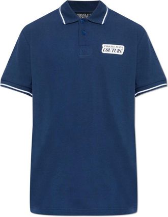 Versace Jeans Couture Homme, Tops, Bleu, Taille: XL Polo avec logo imprim&eacute;