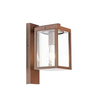 QAZQA charlois - Lanterne murale - 1 lumi&egrave;re - L 12 cm - Brun rouille - Rustique - &eacute;clairage ext&eacute;rieur