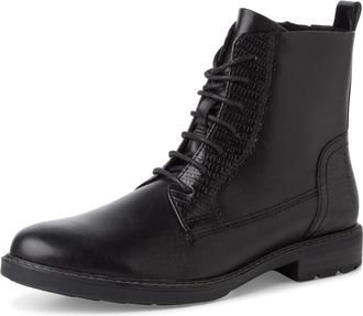 Marco Tozzi Damen Stiefeletten zum Schnüren mit Lederanteil Elegant, Schwarz (Black Comb), 39 EU