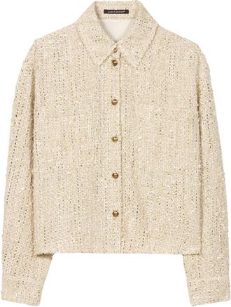 Luisa Cerano Femme, Vestes, Beige, Taille: 42 FR Veste Chemise en Tweed