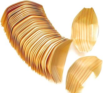 Papstar 50 Fingerfood - Schalen, Holz pure 14 cm x 8,2 cm Schiffchen, Sie erhalten 50 Stück