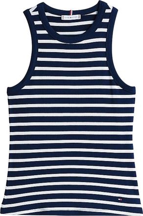 Tommy Hilfiger Femme, Tops, Bleu, Taille: 38 FR Débardeur côtelé avec détail emblématique