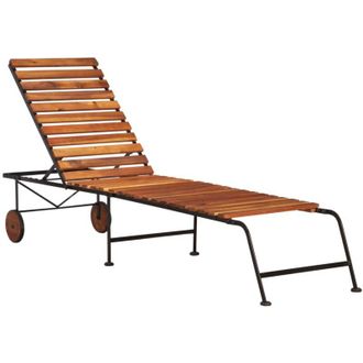 vidaXL Vidaxl - Chaise longue avec pieds en acier Bois dacacia massif