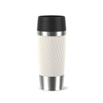 Emsa Travel Mug Classic Twist Isolierbecher 0,36 Liter, Comfort-Schraubverschluss, Quick-Press, auslaufsicher, spülmaschinenfest, 4h warm, 8h kalt, cremewe