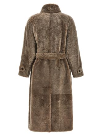 Brunello Cucinelli Shearling Lamb Leather Coat - Brown