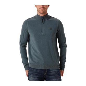 Butcher of Blue Blauer Halfzip Pullover Clifden Stil - - Knitwear - Herren - Blau - S