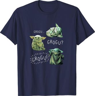 Star Wars Klassisches T-Shirt mit Grogu-Motiv - Unisex Erwachsene, Größe S, Blau, Kurzarm