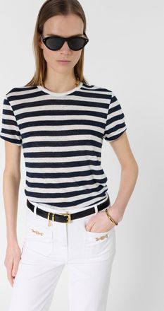 Gerard Darel T-shirt ray&eacute; en lin et lurex - MELLINA - Marine