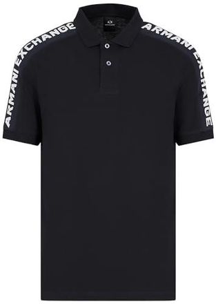 A|X Armani Exchange Short Sleeve Jacquard Logo Polo, Bleu foncé, M Hommes