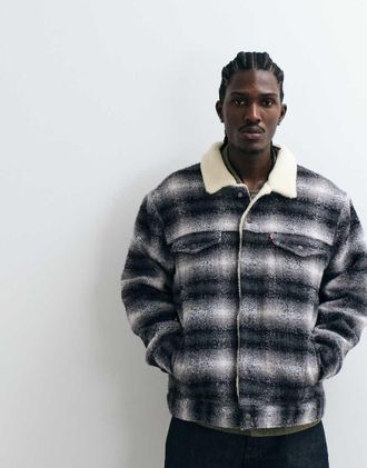 Levi's veste sherpa boutonn&eacute;e-Bleu