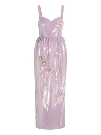 Huishan Zhang robe mi-longue &agrave; sequins - Violet