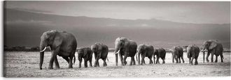 Reinders Wandbild, Elefantenparade, Wohnzimmer, Wandbild, Wanddeko, Room Decor, MDF, Schwarz-Wei&szlig;, 40 x 118