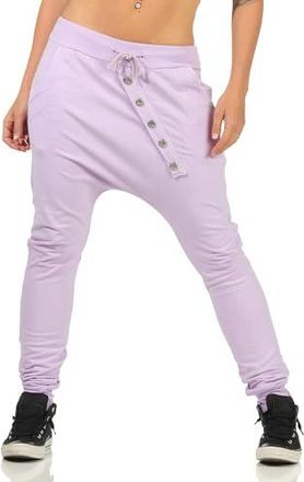 Malito more than fashion Malito 8023 Pantalon de surv&ecirc;tement pour femme, couleur unie, baggy pour la danse, pantalon de jogging avec boutonni&egrave;re, pantalon de surv&ecirc;tement, lila
