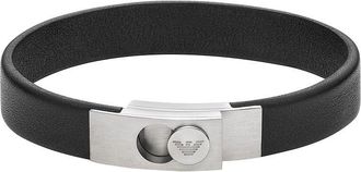 Emporio Armani Herrenarmband Edelstahl Leder schwarz, EGS3087040