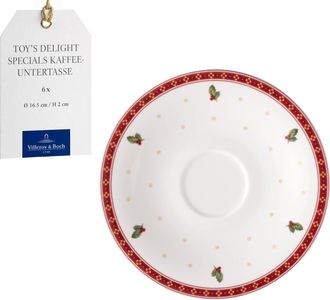Villeroy & Boch Toys Delight Specials Kaffee-Untertassen 6er Set Weiß, Untertassen, Kaffeuntertassen Weihnachten, Geschirr, Weihnachtsgeschirr Toys, Premium Porzellan