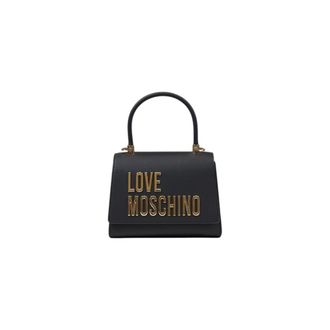 Love Moschino Logo-Embellished Polyurethane Top Handle Bag - Black