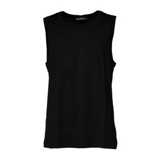 Dolce & Gabbana Schwarzes &auml;rmelloses Rundhals-T-Shirt - - Tops - Herren - Schwarzk - S
