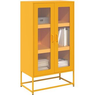 vidaXL Buffet haut jaune moutarde 68x39x123 cm acier Vidaxl