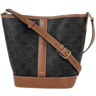 Celine Pre-owned Sac seau bandouli&egrave;re en toile - Femme - Pre-owned - Brun - Taille: ONE Size