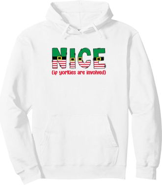 BDAZ Lustiger Weihnachtsmann mit Aufschrift Nice If Yorkies Are Involved Pullover Hoodie