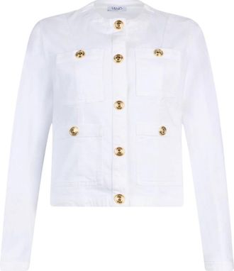 Liu Jo Femme, Vestes, Blanc, Taille: 42 FR Veste avec boutons logo