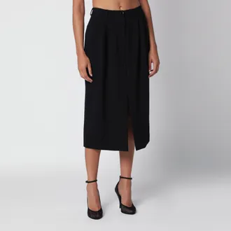 Dolce & Gabbana Black wool double cr&ecirc;pe skirt