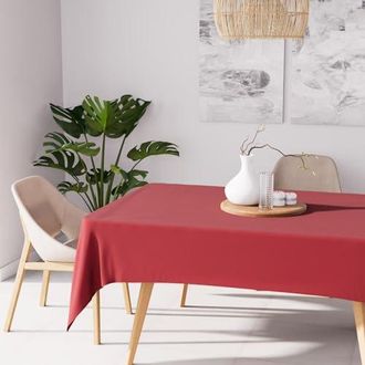 Soleil d'Ocre Alix Nappe Rectangle Anti-tâches, Polyester, Rouge, 140x200 cm