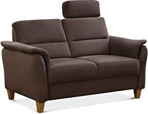 Cavadore 2er-Sofa Palera mit Federkern / Kompakte Zweisitzer-Couch im Landhaus-Stil / inkl. 1 Kopfstütze / 149 x 89 x 89 / Mikrofaser, Braun