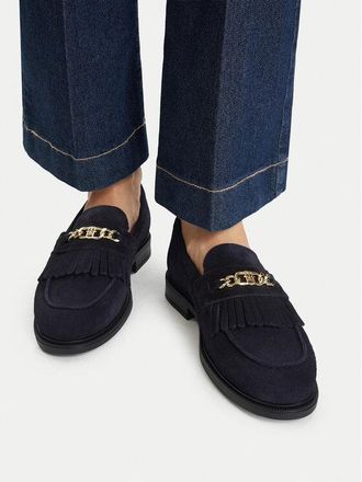 Tommy Hilfiger Slipper Th Chain Fringe Suede Loafer FW0FW09918 Dunkelblau