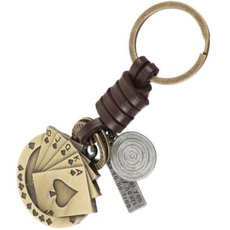 Hemobllo Porte-cl&eacute;s en Cuir V&eacute;ritable Style Carte &agrave; Jouer Vintage, Pendentif D&eacute;coratif Compact pour Cl&eacute;s de Voiture et Paquet &agrave; Dos, Accessoire Pratique pour A