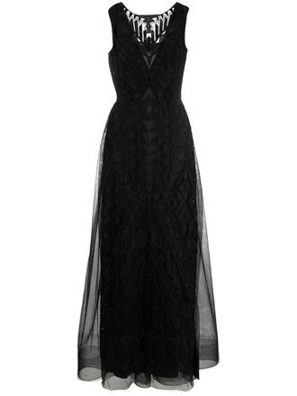Alberta Ferretti T&uuml;llrobe mit Stickerei - Schwarz