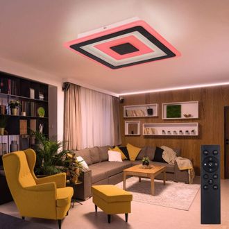 Globo Lighting Led Deckenlampe Wohnzimmerleuchte Esszimmerleuchte, Metall Acryl weiß, dimmbar Fernbedienung App-/Sprachsteuerung Smart rgb cct Memory, 34W 1700Lm