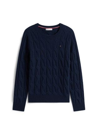 Tommy Hilfiger Damen Strickpullover aus Wolle mit Zopfmuster