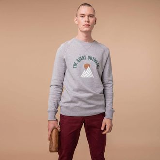 Faguo Sweat col rond coton recycl&eacute; The great outdoors gris