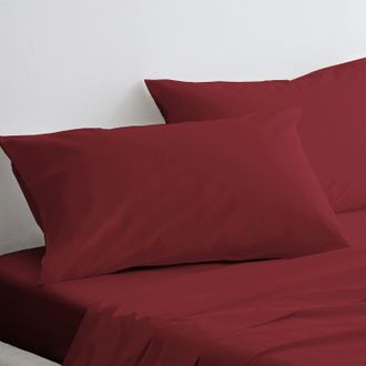 Pizuna Luxuri&ouml;ser Soft-Satin 2er Pack Kissenbezug 40x80 cm Rio Rot, 800 Fadenzahl Baumwolle Quadratisch Kissenbez&uuml;ge, 100% Langstapel Baumwolle Nur Kissenbez