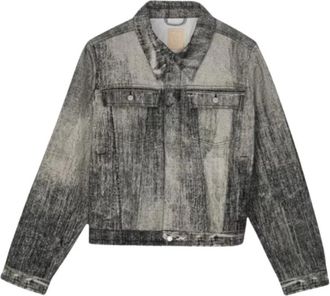 Camper Homme, Vestes, Gris, Taille: XL Veste en jean &agrave; imprim&eacute; peinture