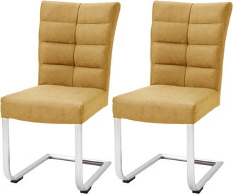 M&ouml;belando Schwingst&uuml;hle >Muri< (2er Set), Moderner Esszimmerstuhl, 130 kg belastbar, Edelstahl geb&uuml;rstet, Sitzbezug Curry PU Argentina, B46xH96xT64 cm, inkl. Mo