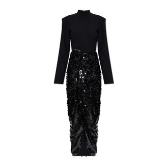 Rotate Rotate Birger Christensen, Femme, Robes, Noir, Taille: 42 FR Robe avec une jupe &agrave; sequins