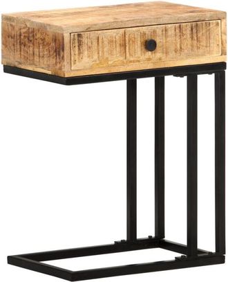 vidaXL Vidaxl - Table dappoint en forme de u en bois de diff&eacute;rentes couleurs avec tiroir Couleur : brun avec des veines claires
