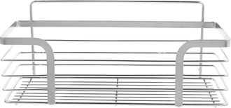 BESPORTBLE Edelstahl Wandregal ohne Bohren Praktisches Aufbewahrungsgestell mit Erhöhtem Geländer Ventilierte Ablage für Küche und Badezimmer Selbstklebend Mitte