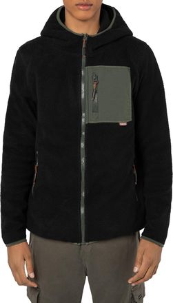 Sublevel Herren Teddy Fleecejacke mit Kapuze black L