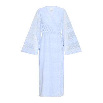 Ichi Blaues Wickelkleid mit weiten &Auml;rmeln - - Dresses - Damen - Blau - XS