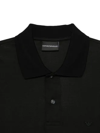 Emporio Armani Logo-Embroidered Polo - Black