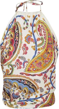 Etro Femme, Tops, Multicolore, Taille: ONE Size Top en soie avec dos nu et motif cachemire floral