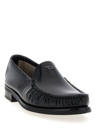 Prada Brushed Leather Loafer - Black