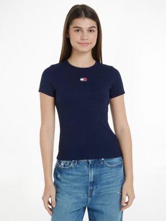 Tommy Jeans Kurzarmshirt TJW SLIM BADGE RIB TEE mit gerippter Struktur
