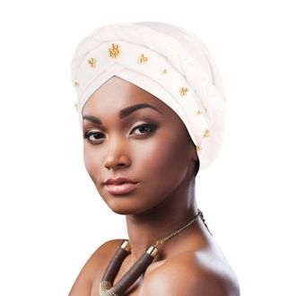 Dreshow 1 St&uuml;ck Afrikanischer Damen Turban Geflecht Kopfbedeckung Kopft&uuml;cher Chemo Kappe Vorgebunden Beanie M&uuml;tze Kopfwickel Schlafm&uuml;tze